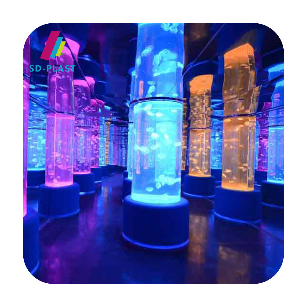 Modern style acrylic curve aquarium cylinder fish tank acrylic glass ...