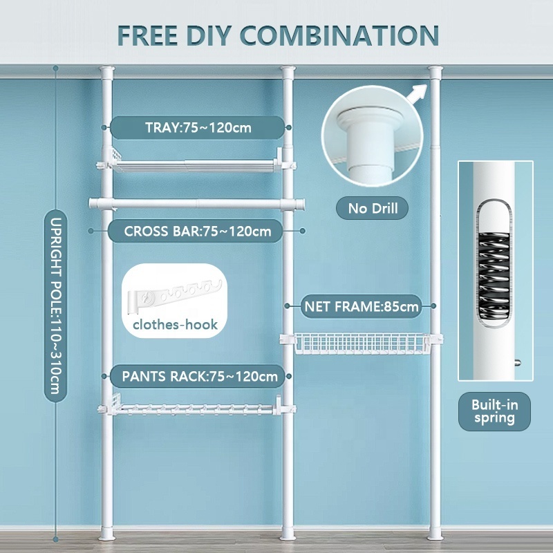 China Type Floor Vertical Clothes Rack Warehouse Diy Metal Portable ...