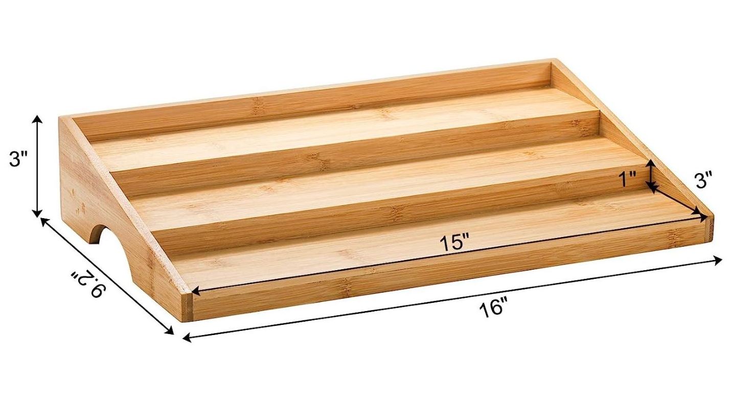 custom 2 Pack Bamboo Spice Rack Display Stand, 3 Tier Ladder Seasoning ...