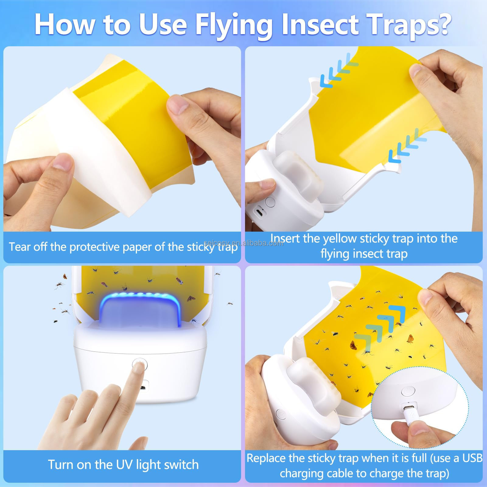 Running Deer Flying Insect Trap Indoor,Upgrade Rechargeable Fruit Fly ...