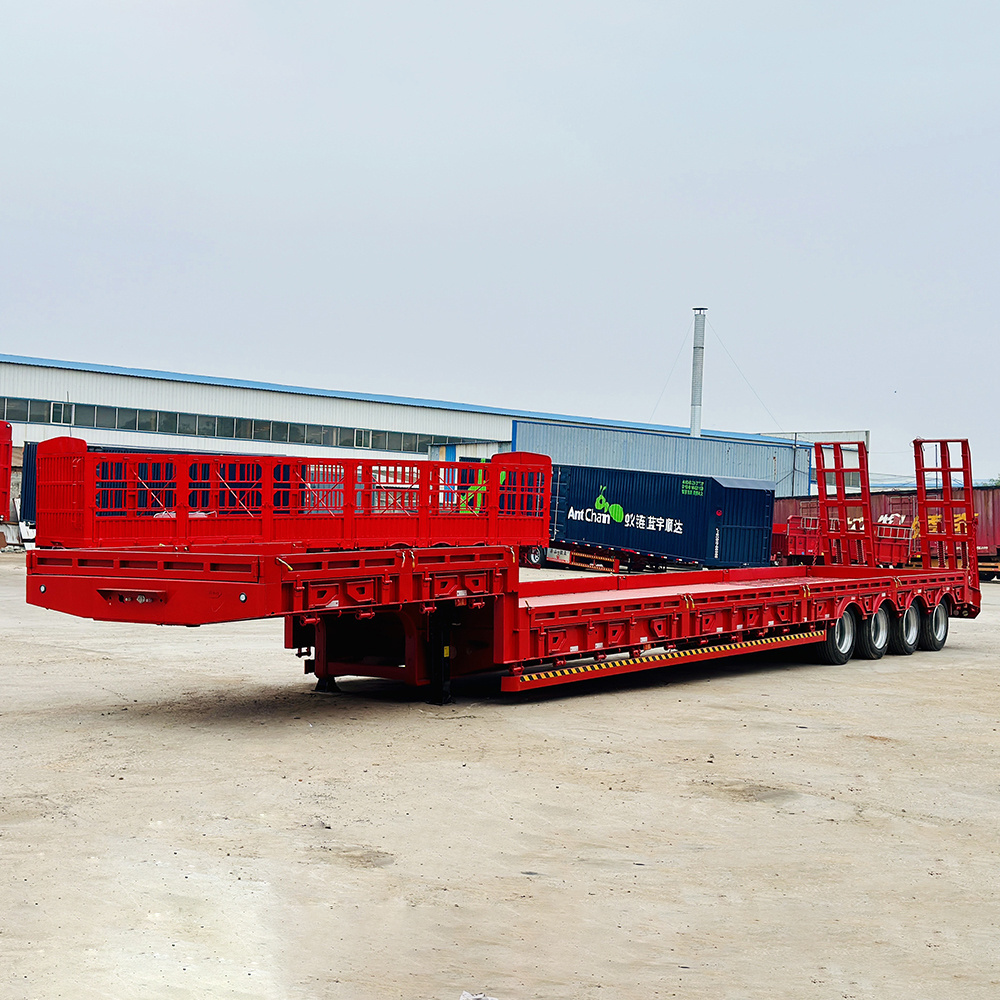 Standard Straight Plate Type Gooseneck 3 Axle 40ft Low Bed Lowboy Semi ...