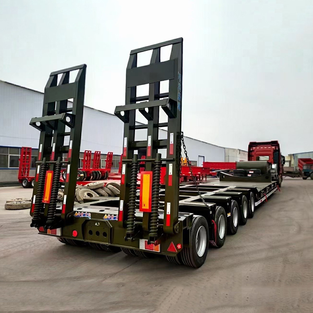 Standard Straight Plate Type Gooseneck 3 Axle 40ft Low Bed Lowboy Semi ...