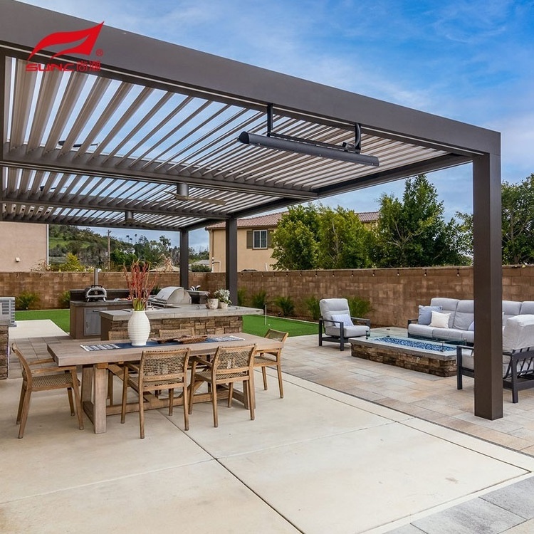 Outdoor Gazebo Aluminium Waterproof Louver Roof Zip Screen Blinds ...