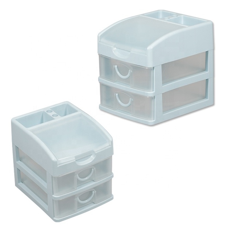 2 Layers Cabinet Office Plastic Storage Organizers Desktop Drawer ...