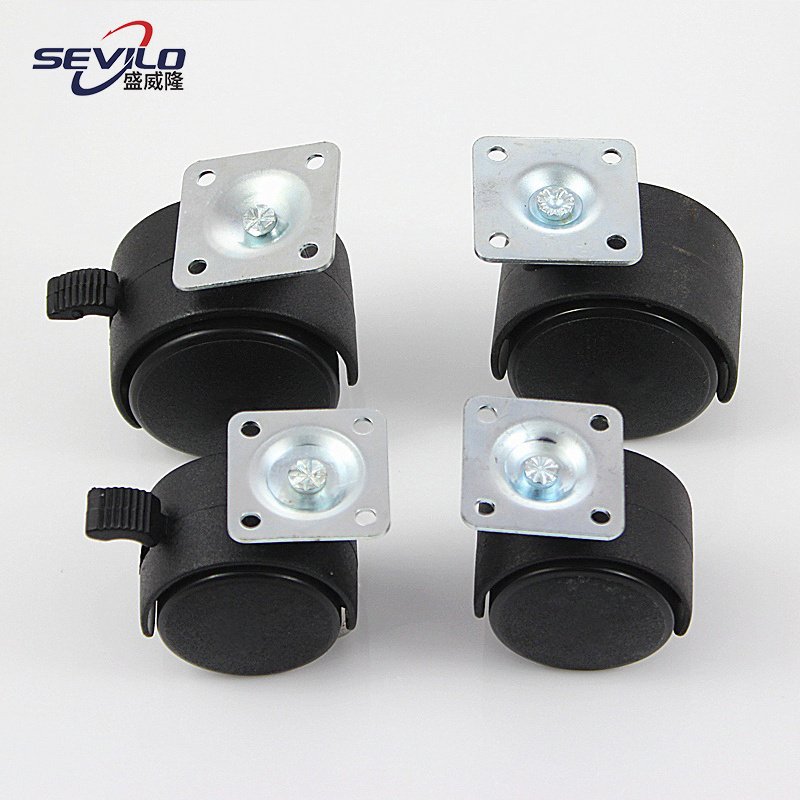 universal black rubber furniture casters with brake miniature nylon ...