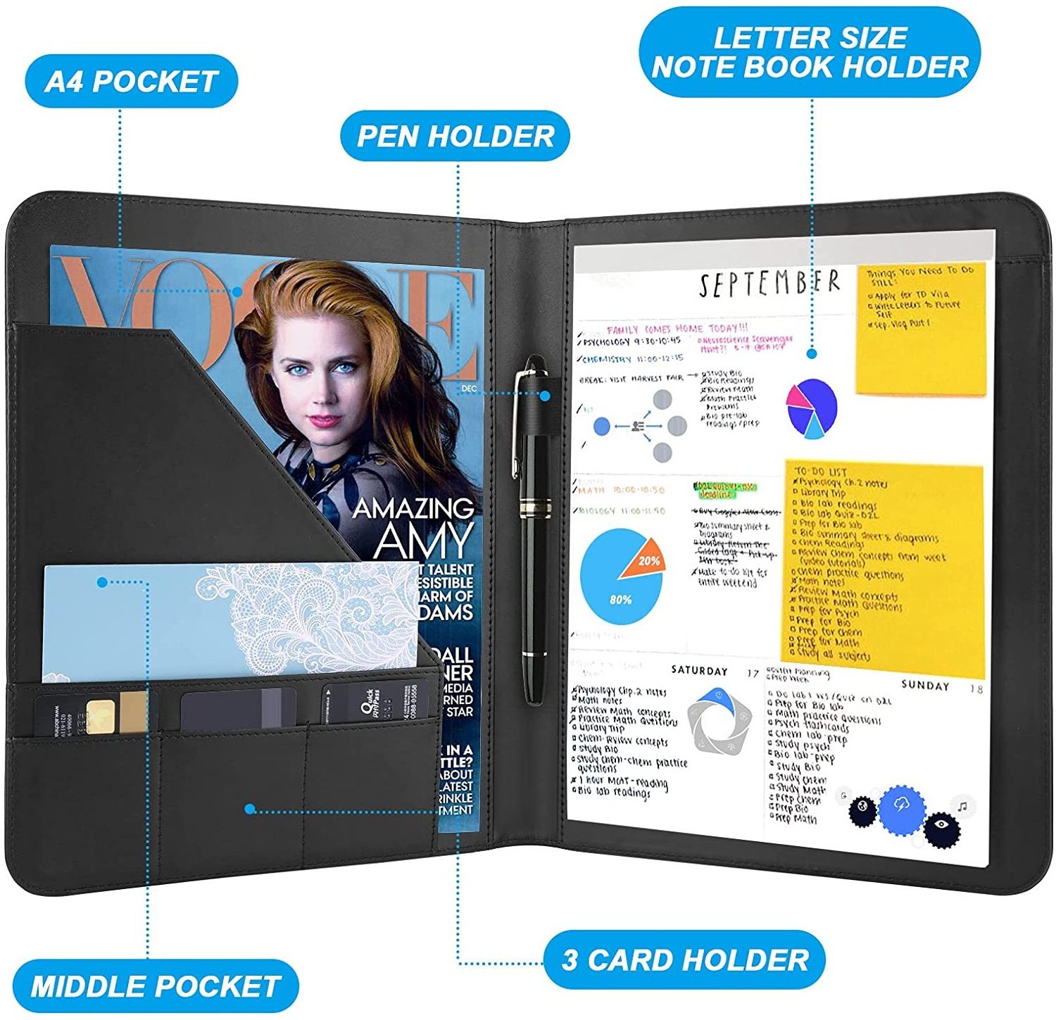 Classic Collection Business Padfolio PU Leather File Folder Conference ...