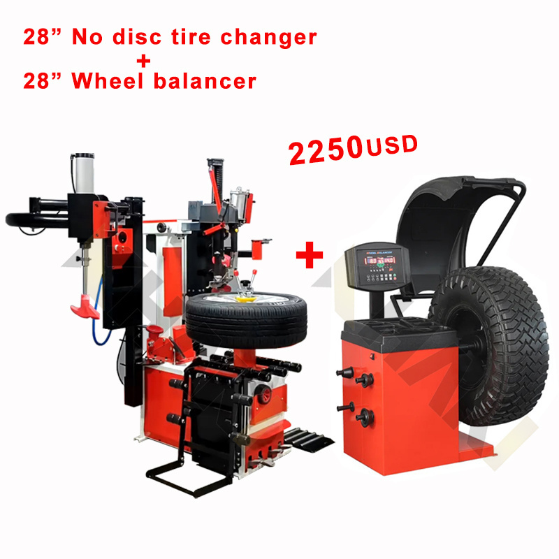 28" Luxury no disc tire changer & Wheel balancer Automatic lean back ...