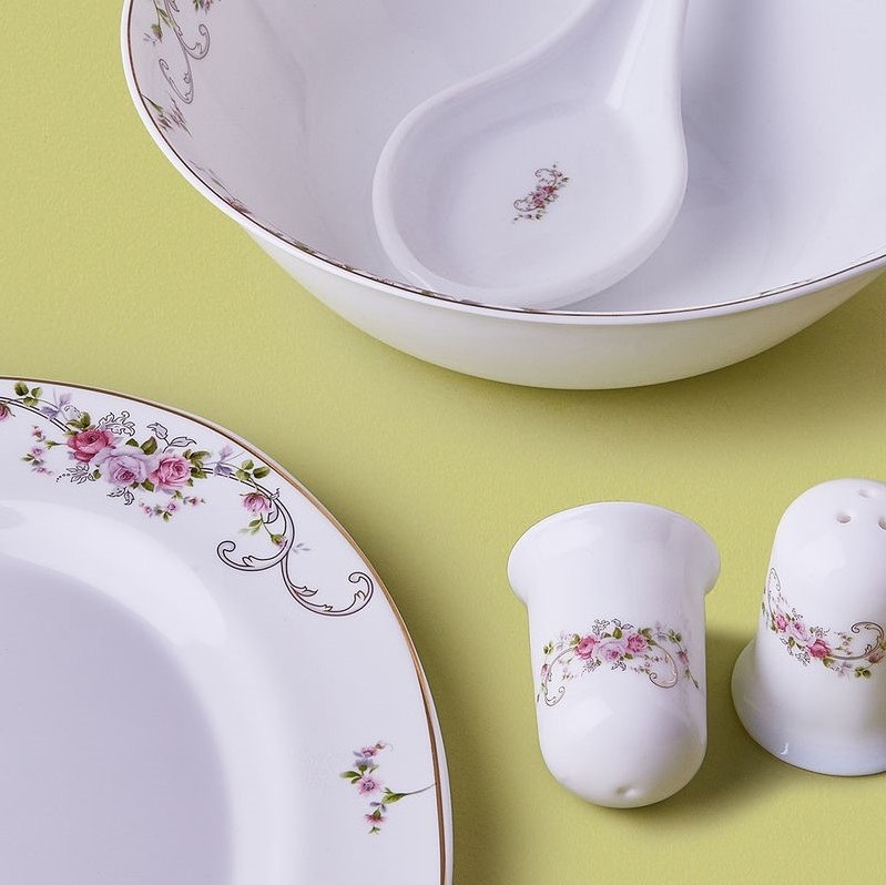 18Pcs Modern Luxury Stackable Decals Dinnerware Pakistan Style Opalware ...