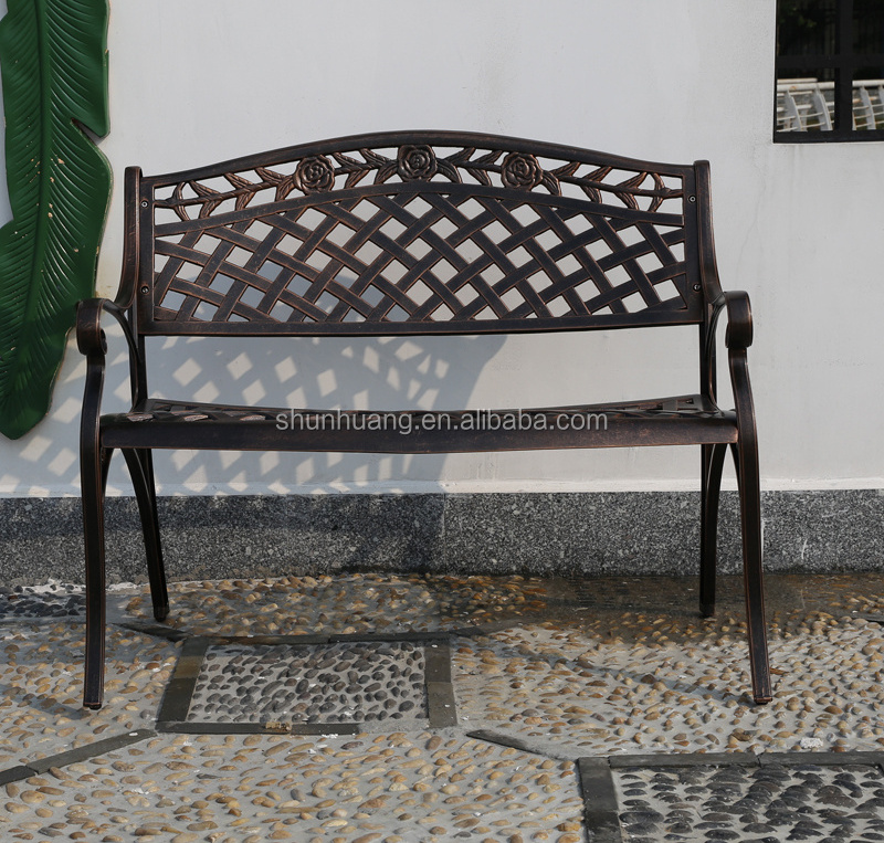 All weather garden furniture cast aluminum park bench metal chairs ...
