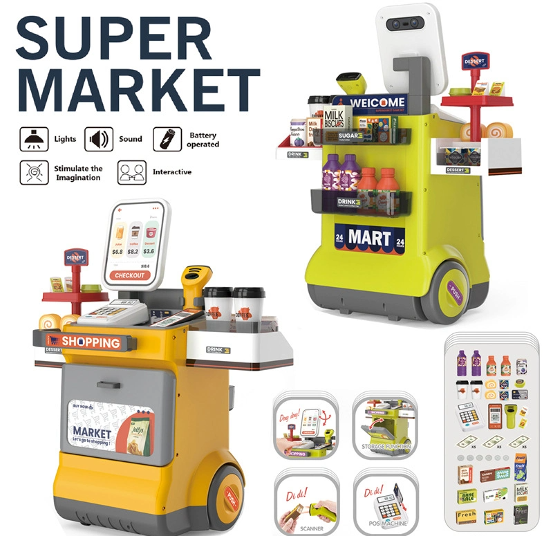 Home Supermarket Checkout Counter Cash Register Pretend Play Children ...