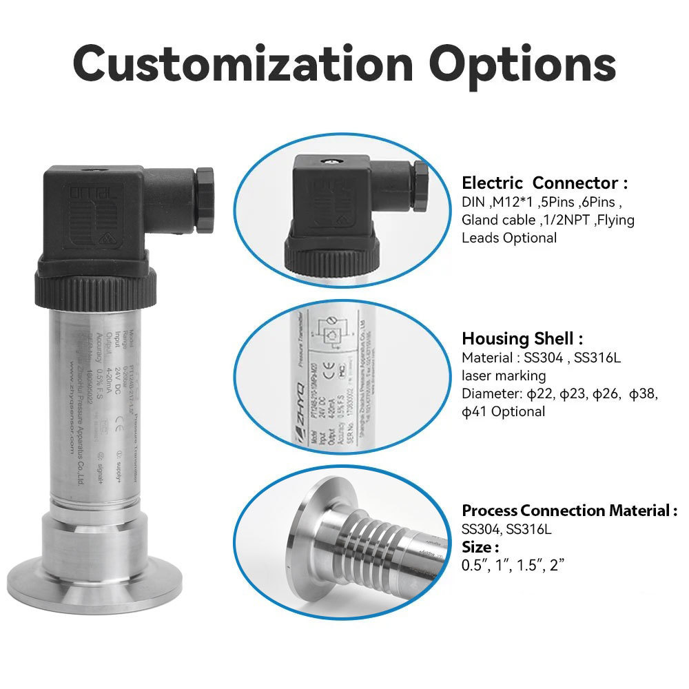 clamp mounted flush diaphragm type 0-100bar high precision water tank ...