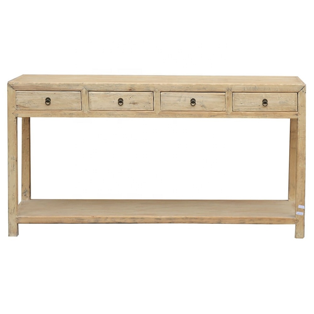 Chinese Antique Vintage Red Painted Wooden Three Drawers Console ...