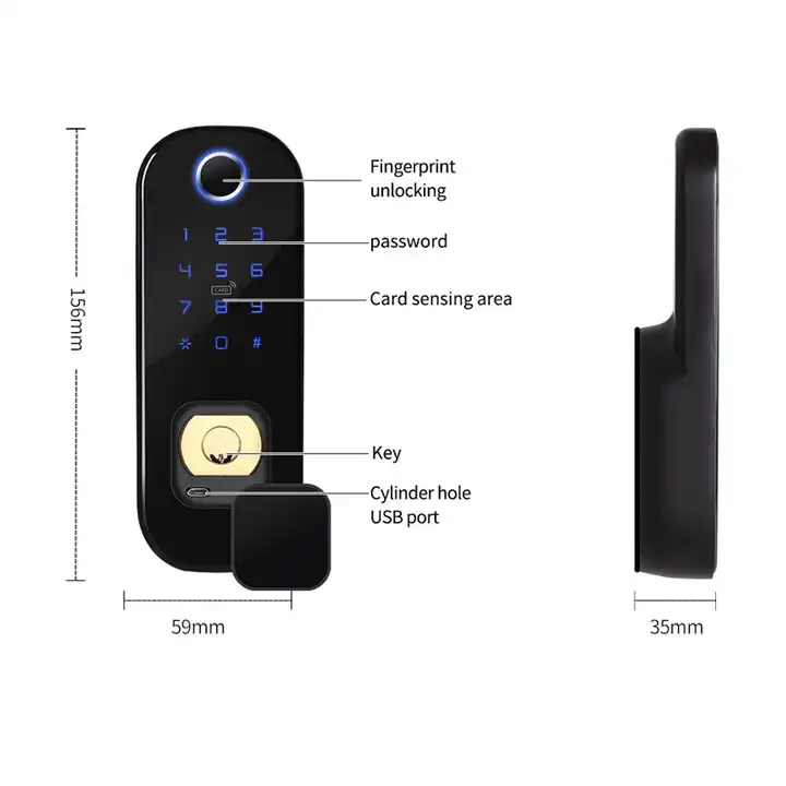 TUYA WIFI Electric Digital Fingerprint Door Lock TT lock Remote Unlock ...
