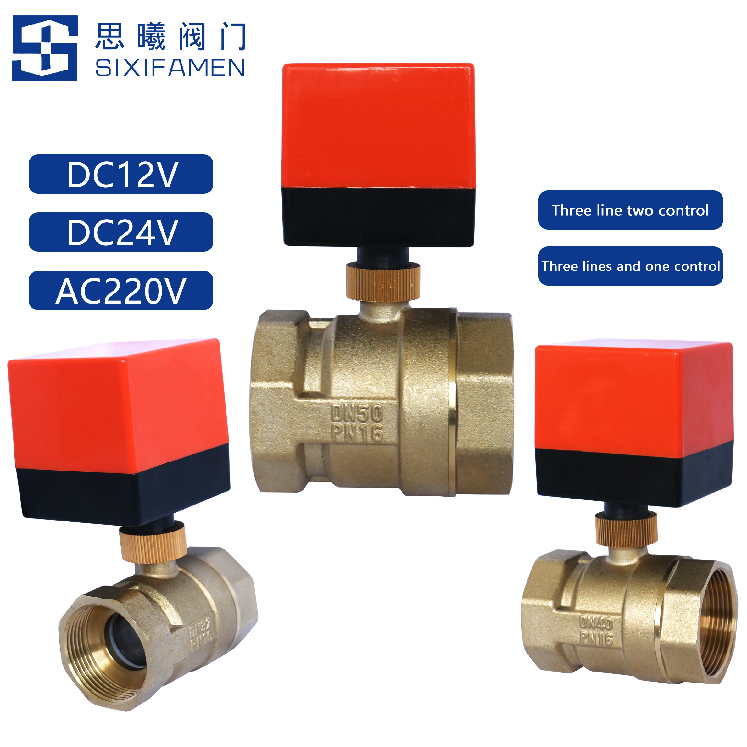 1 1/4 "- 2" Brass electric two-way valve motorized ball valve for ...