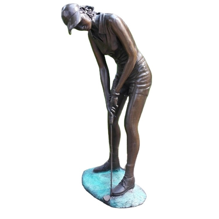 Custom made life size sport sculpture bronze golf statue figurines for ...