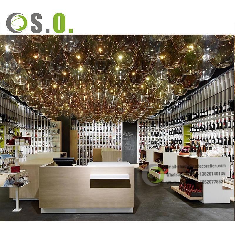 Retail Wine Shop Interior Design Decoration Custom Shop Wooden Metal ...