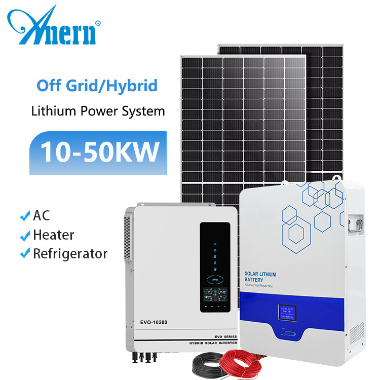 Anern complete solar kit solar panel kit with battery and inverter 10kw ...