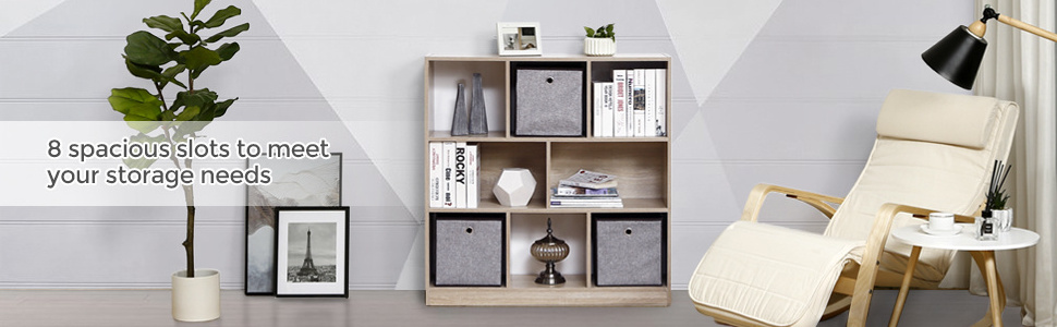VASAGLE Wooden Bookcase with Open Cubes and Shelves Bookshelf Storage Unit and Display Cabinet BestSuppliers