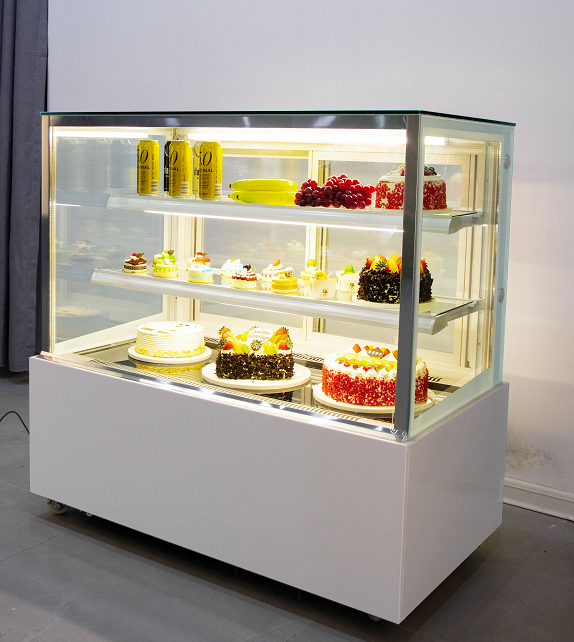 Square Glass Pastry Showcase Refrigerated Cake Counter top Bakery ...