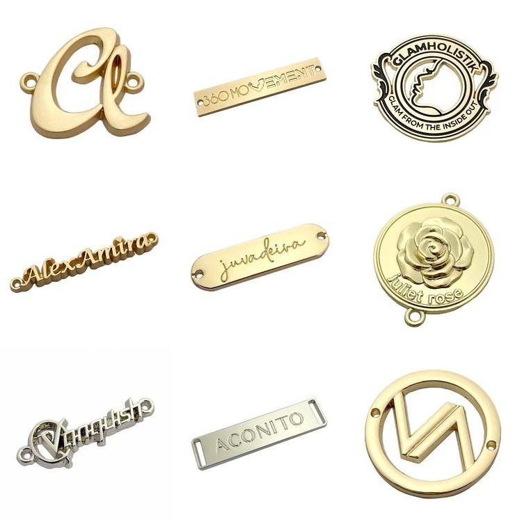 New engraved brand logo gold private tags maker custom metal clothing ...