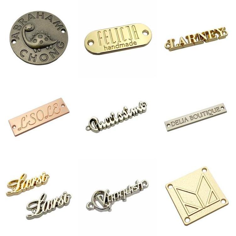 New engraved brand logo gold private tags maker custom metal clothing ...
