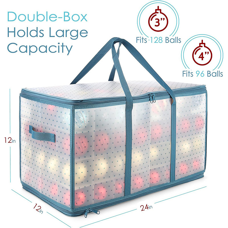 Large Christmas Ornament Storage Box With Adjustable Dividers - Plastic ...