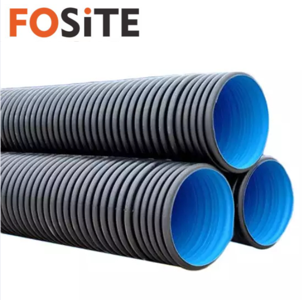 FOSITE Sn8 300mm HDPE Double Wall Corrugated Pipe PE Drainage Pipe Dwc HDPE Plastic Culvert Pipe ...
