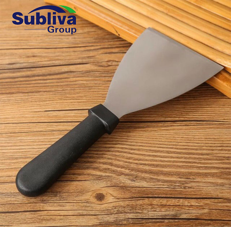 Fan Shape Stainless Steel Griddle Scraper&Turner With Plastic Handle 12 ...