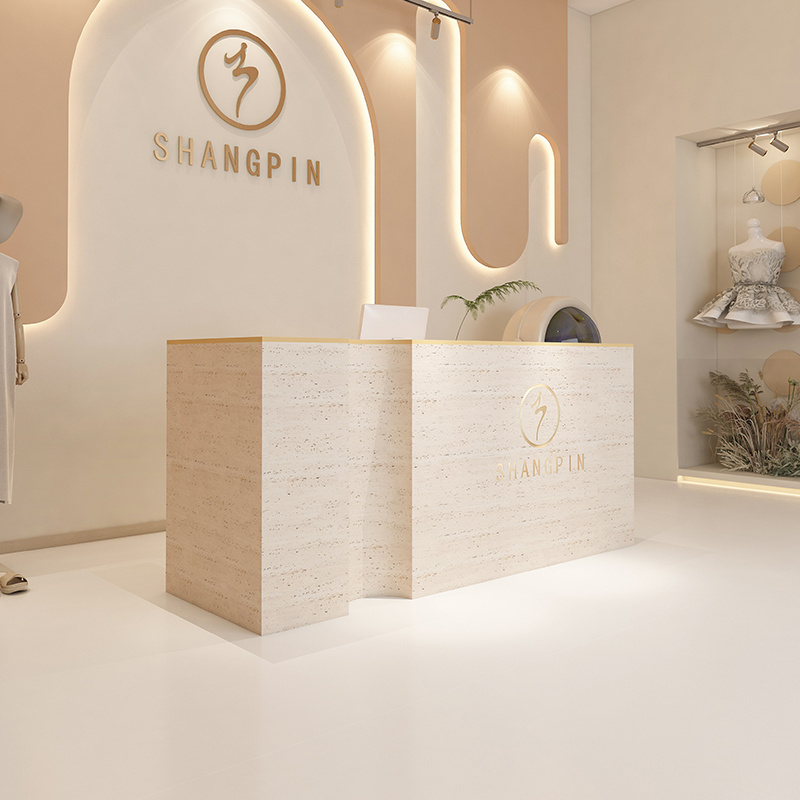 Luxury Solid Wood Bar Counter Vertical Lines Bar Cabinet Restaurant And ...