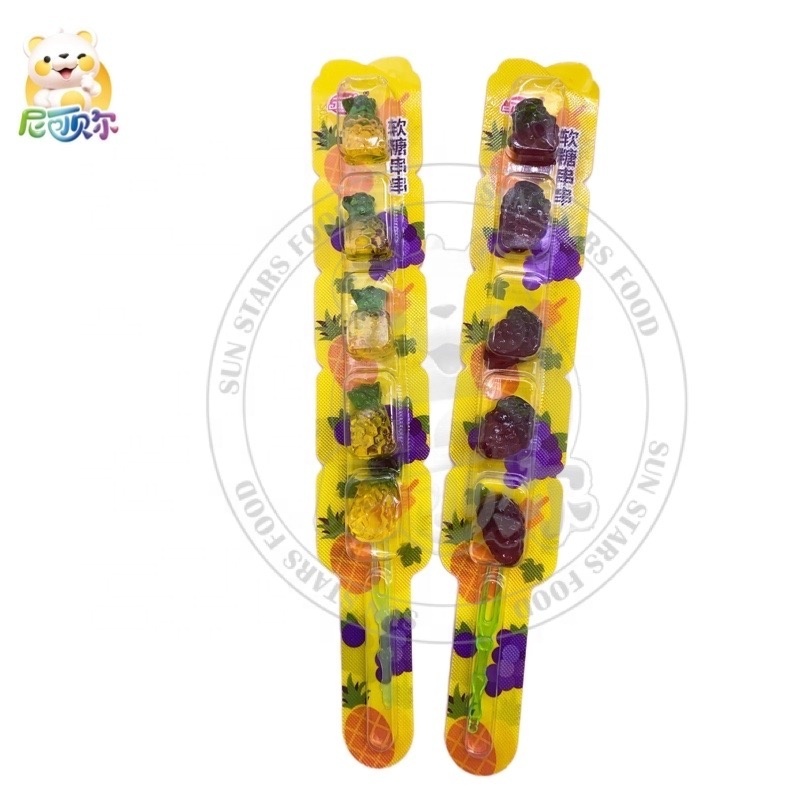 3d Fruit Gummy Candy Stick Pineapple And Grape Shape Soft Jelly Sweets ...
