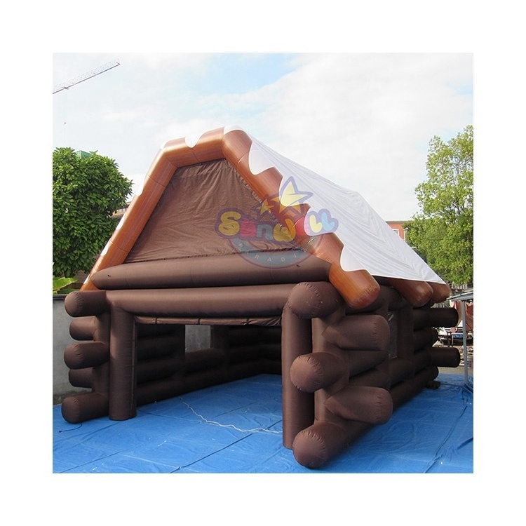 Outdoor Inflatable Christmas Village House With LED Santa Grotto Tent ...