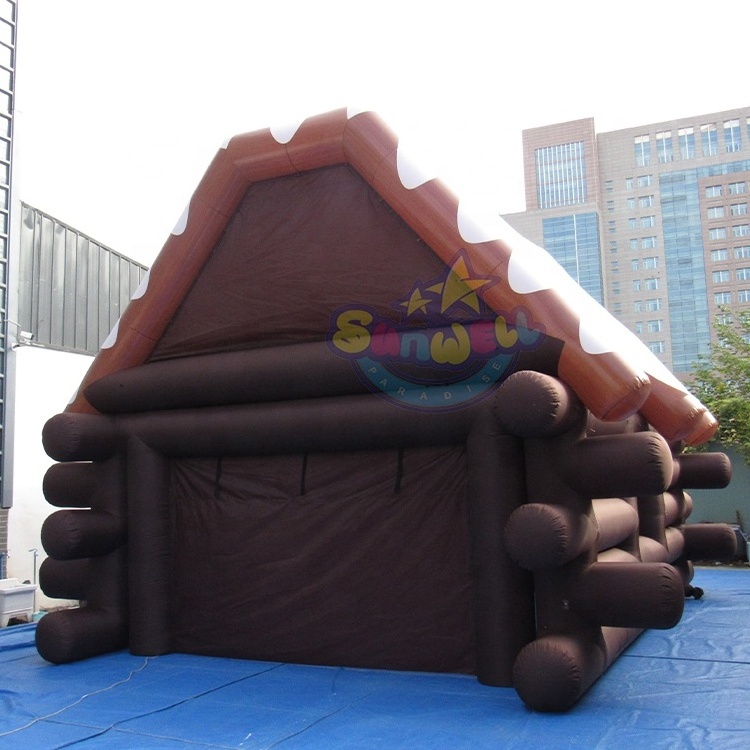 Outdoor Inflatable Christmas Village House With LED Santa Grotto Tent ...