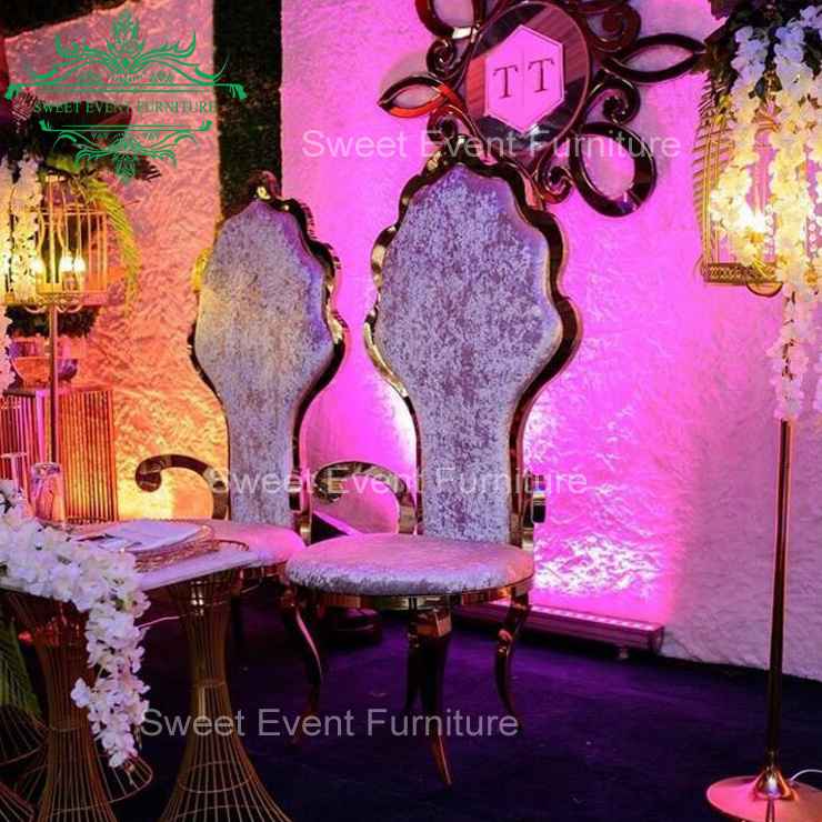 Comfy golden high back king and queen throne chair for rental ...