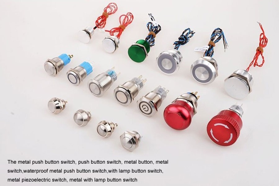 Metal LED Switch Latching Pushbutton/19mm waterproof IP67 piezoelectric ...