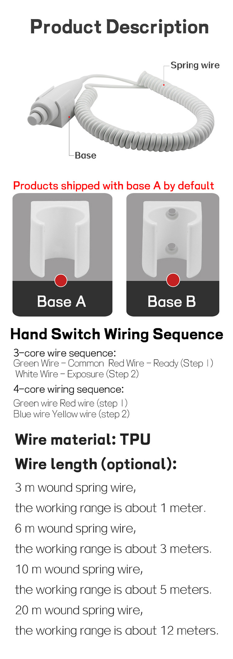 CR DR Exposure Hand Switch 2 Step 4 Core 6m Wire Exposure Hand Switch ...