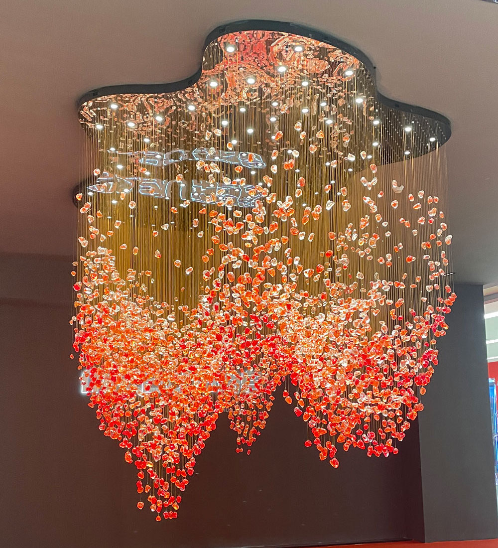 Luxury Crystal Red Green Stone Modern Design pendant light Murano glass ...