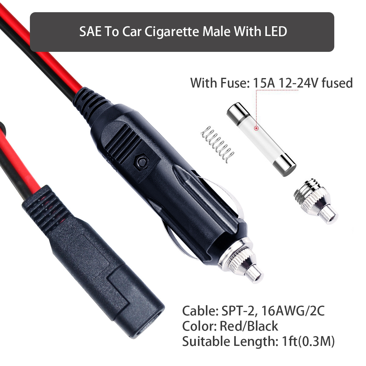 Spade Charger 12V Automatic Battery Cable Clamp 2 Pin Sae Connector To ...