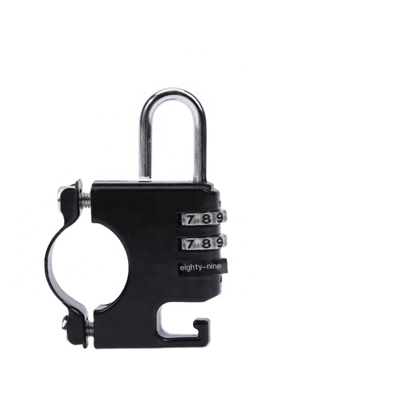 Bicycle Motorcycle Helmet Handle Black Silver Anti-theft Code Lock ...