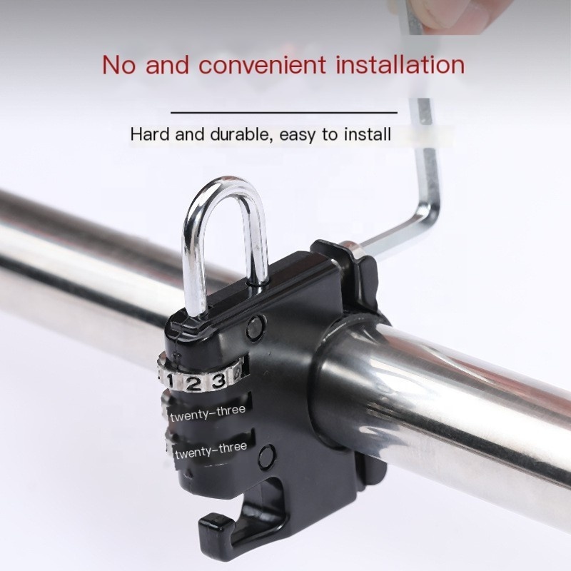Bicycle Motorcycle Helmet Handle Black Silver Anti-theft Code Lock ...