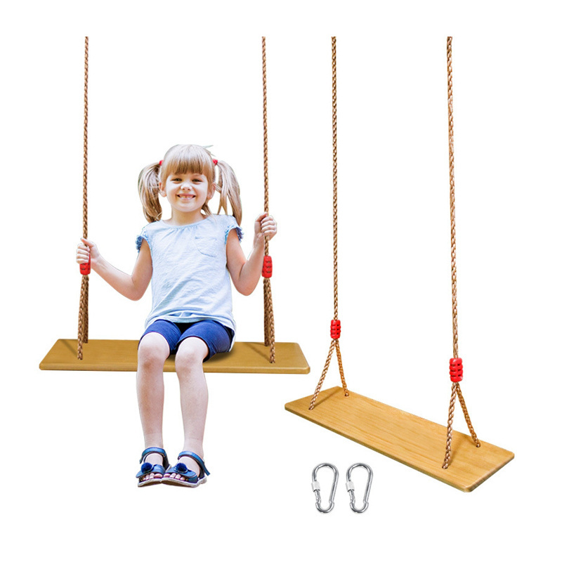 Indoor Outdoor Rope Wooden Swing Chair Wood Tree Swing Seat Set for Children Adult Kids ...