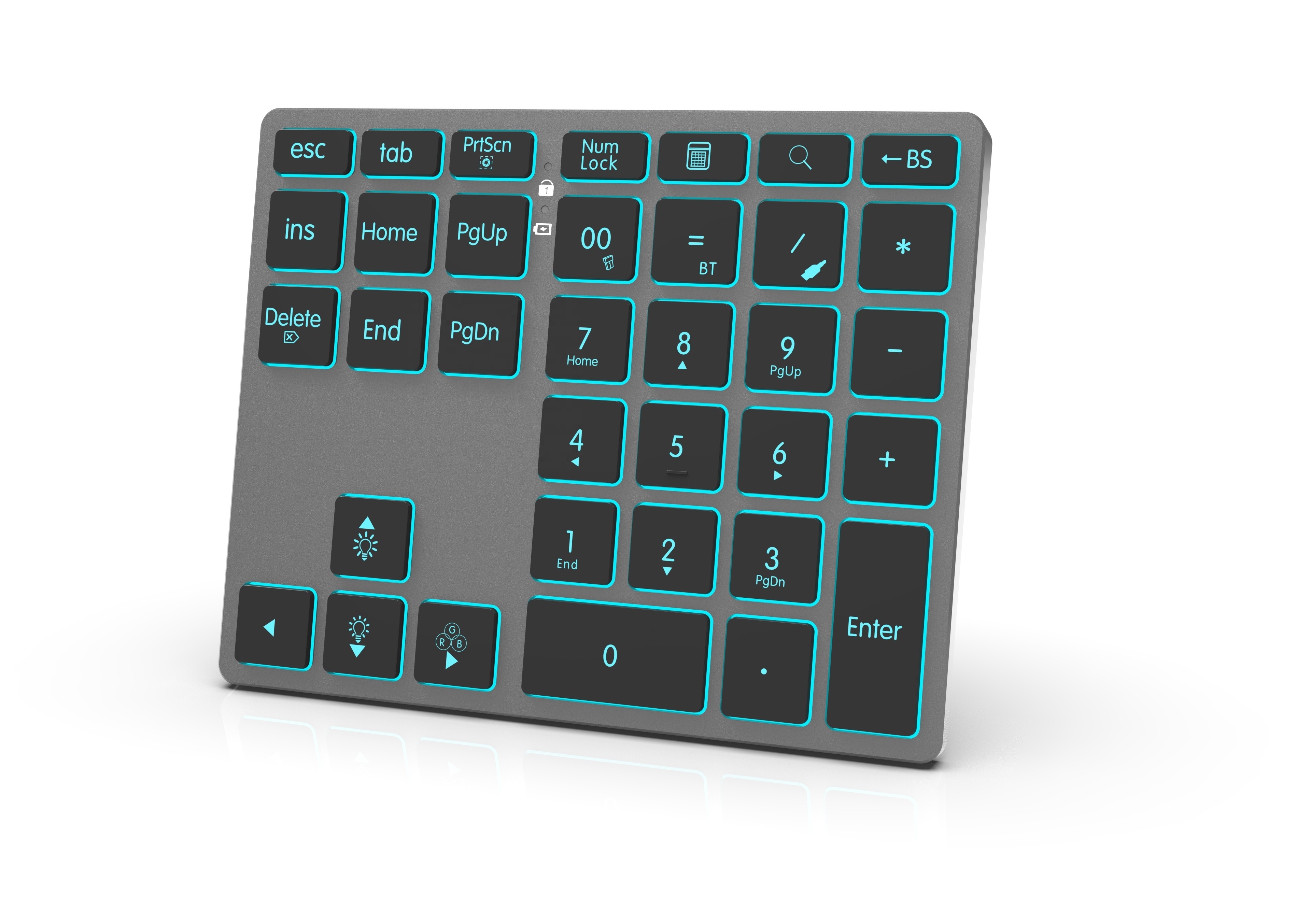 2.4G Wireless Dual Model Mini Numeric Keypad RGB Backlit Rechargeable ...