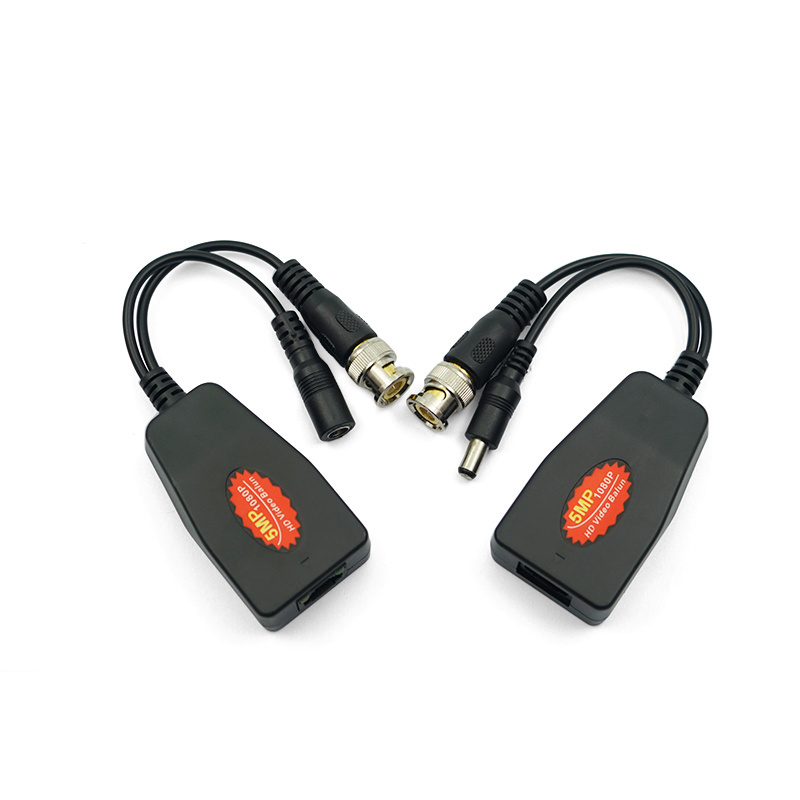 High quality CCTV camera BNC to RJ45 passive 5MP power and video balun ...