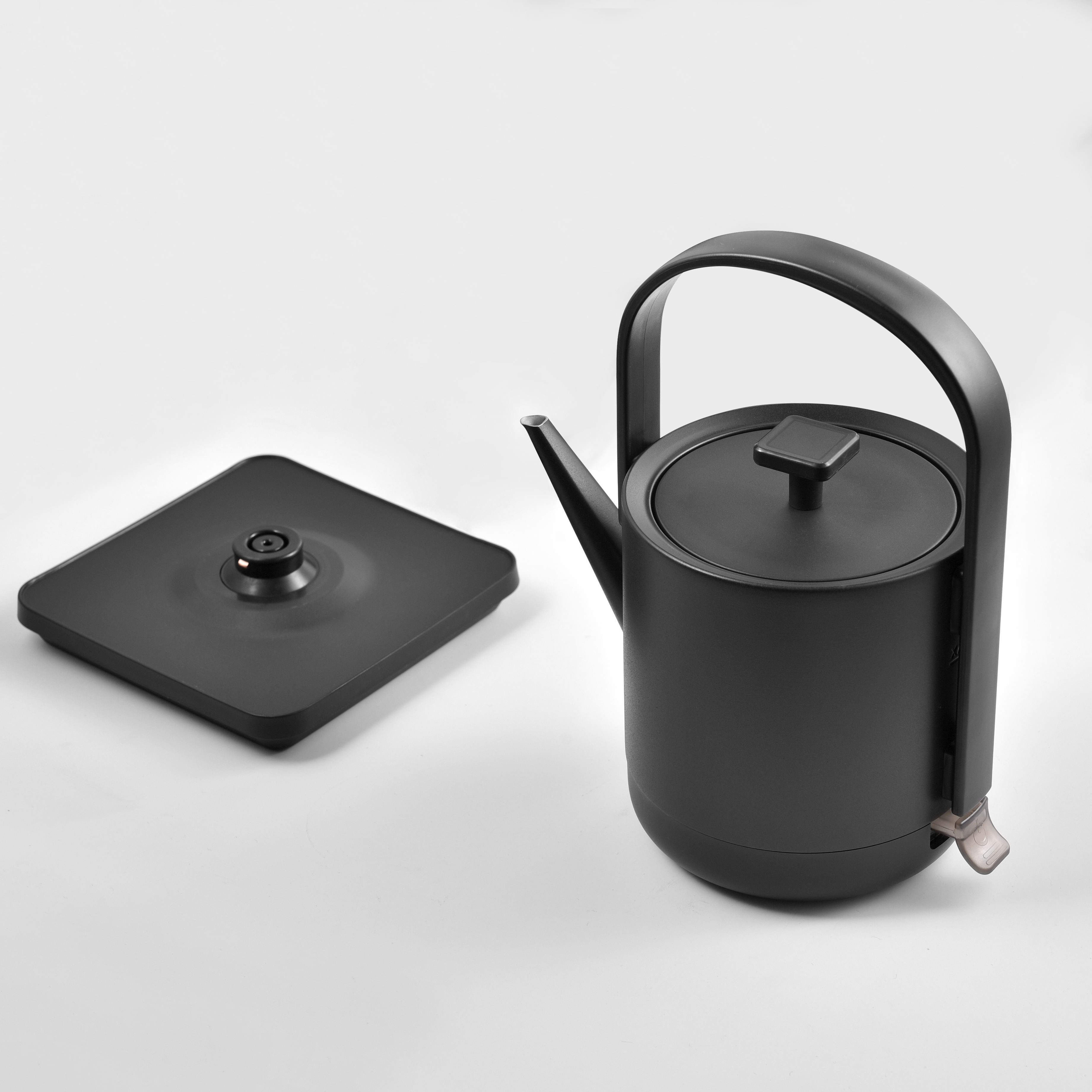 Insulated Matte Black Electric Water Kettle Stainless Steel Square Base ...