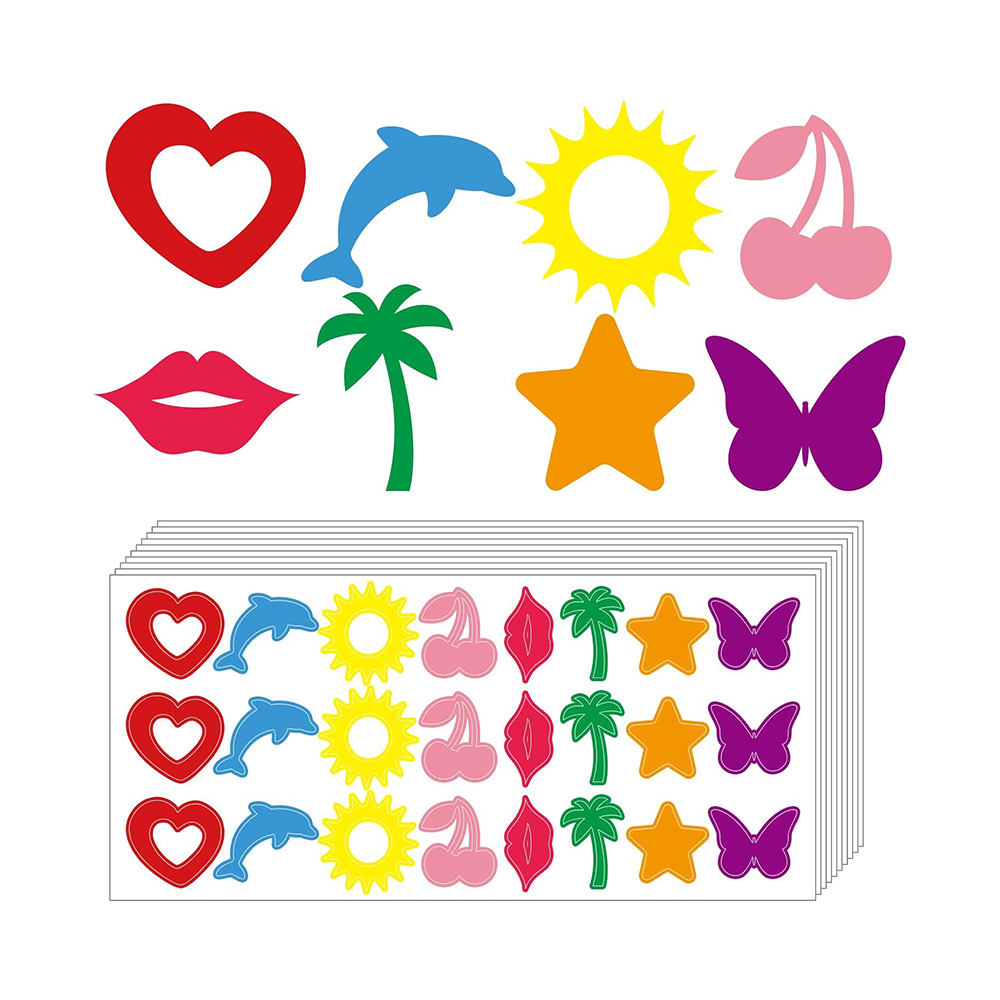 Tanning Sunbathing Stickers Heart Lips Star Sun Dolphin Butterfly ...