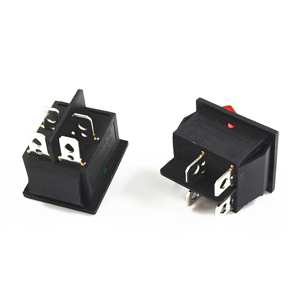 KCD4 Latching Rocker Switch Power Switch 4 Pins with Light 16A 250VAC ...