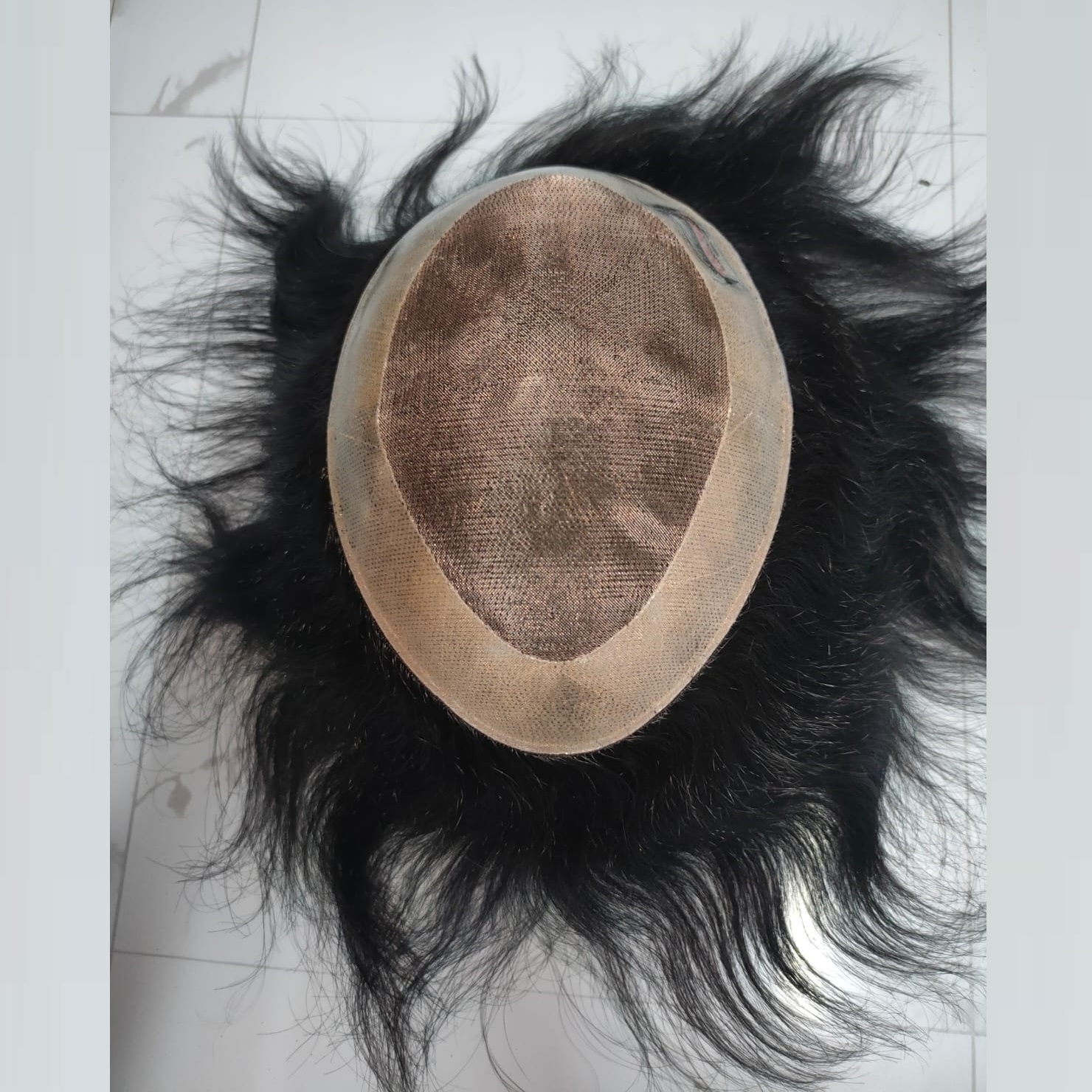 Wholesale Stock fine durable mono base toupee with clear poly skin all ...