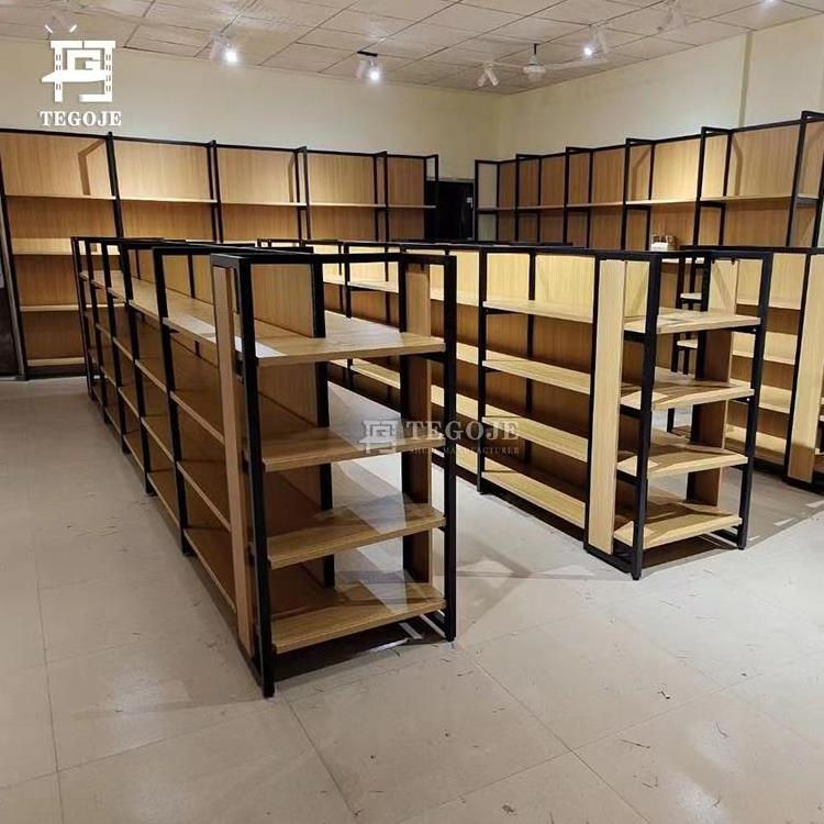 Retail display racks shop shelving display shelving Wooden grocery ...