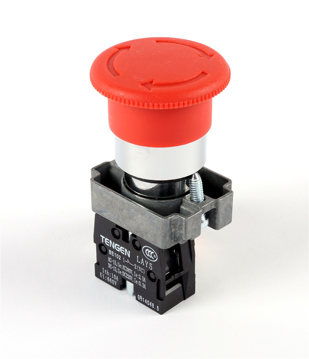 AC 600V 10A Red Mushroom Emergency Stop Push Button Switch 22mm NO NC ...