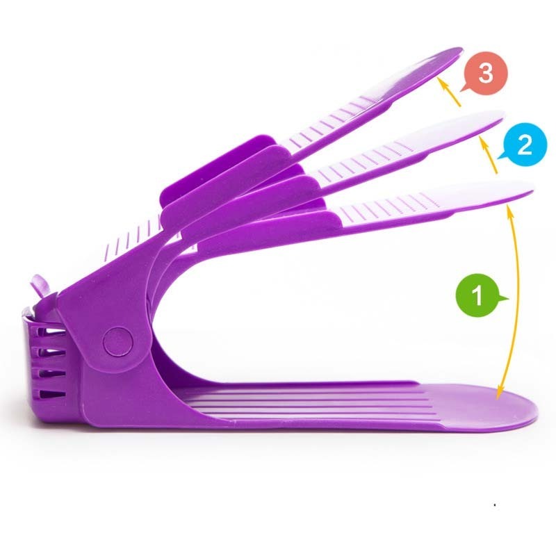 Plastic Adjustable Shoes Organizer Space Saver Adjustable Double Shoe ...