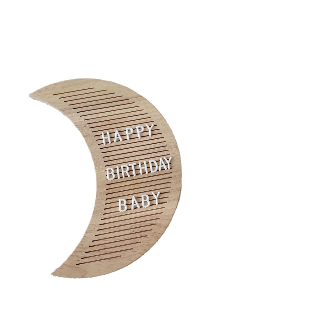 Wooden moon letter spelling wood message board baby mileage shooting ...